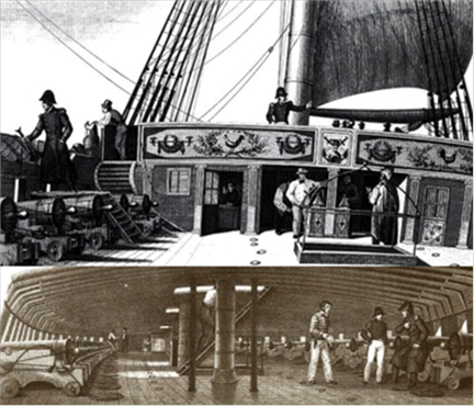 Figura2. Castillo de popa y cubierta de La Méduse