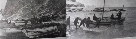 Figura 4. Los tres botes y labotadura del James Caird