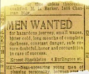 Figura1. El anuncio publicado por Ernest Shackleton en un periódicode ...